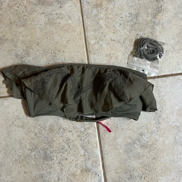 Victoria's Secret | Swim | Victorias Secret Olive Green Ruffle Bandeau ...